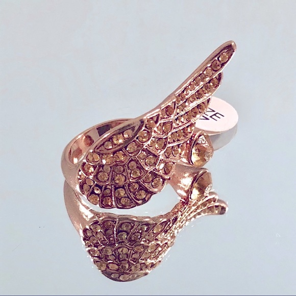 Jewelry | Rose Gold Rhinestones Wing Ring | Poshmark
